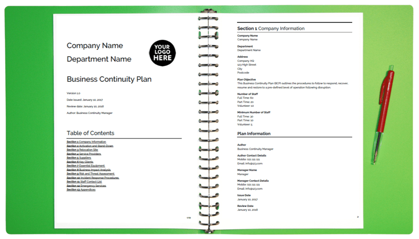 BCP Builder Online Business Continuity Plan Template